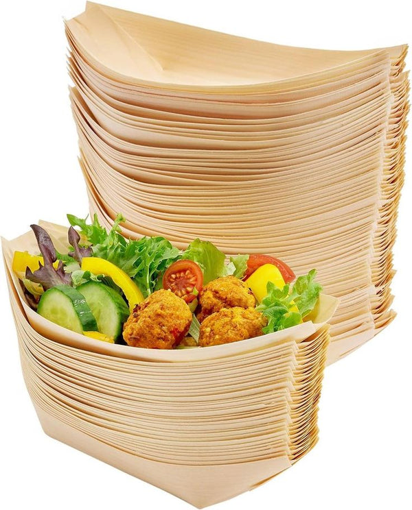 4" Pinewood Boat Tray | Eco-Friendly Biodegradable Serving Tray - Prakritii